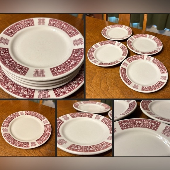 Vintage | Dining | Vintage 96s Buffalo China Tien Hu Red Asian Lotus ...